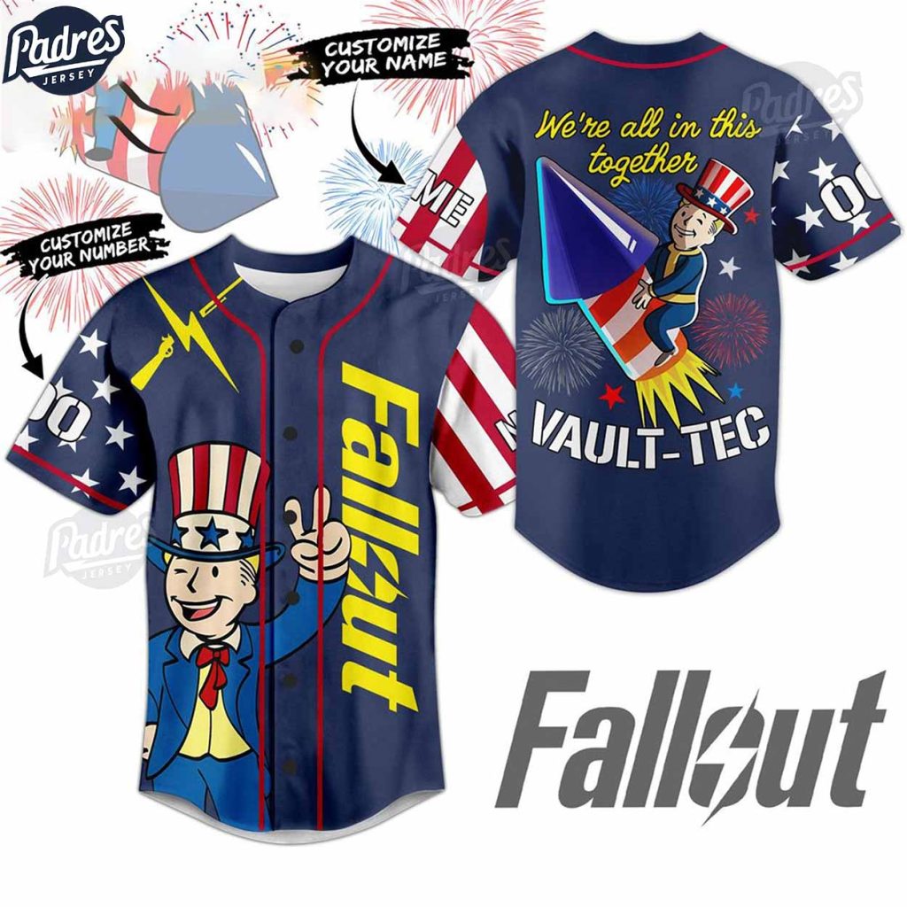 Fallout We're All In This Together Vault Tec Custom Baseball Jersey ...