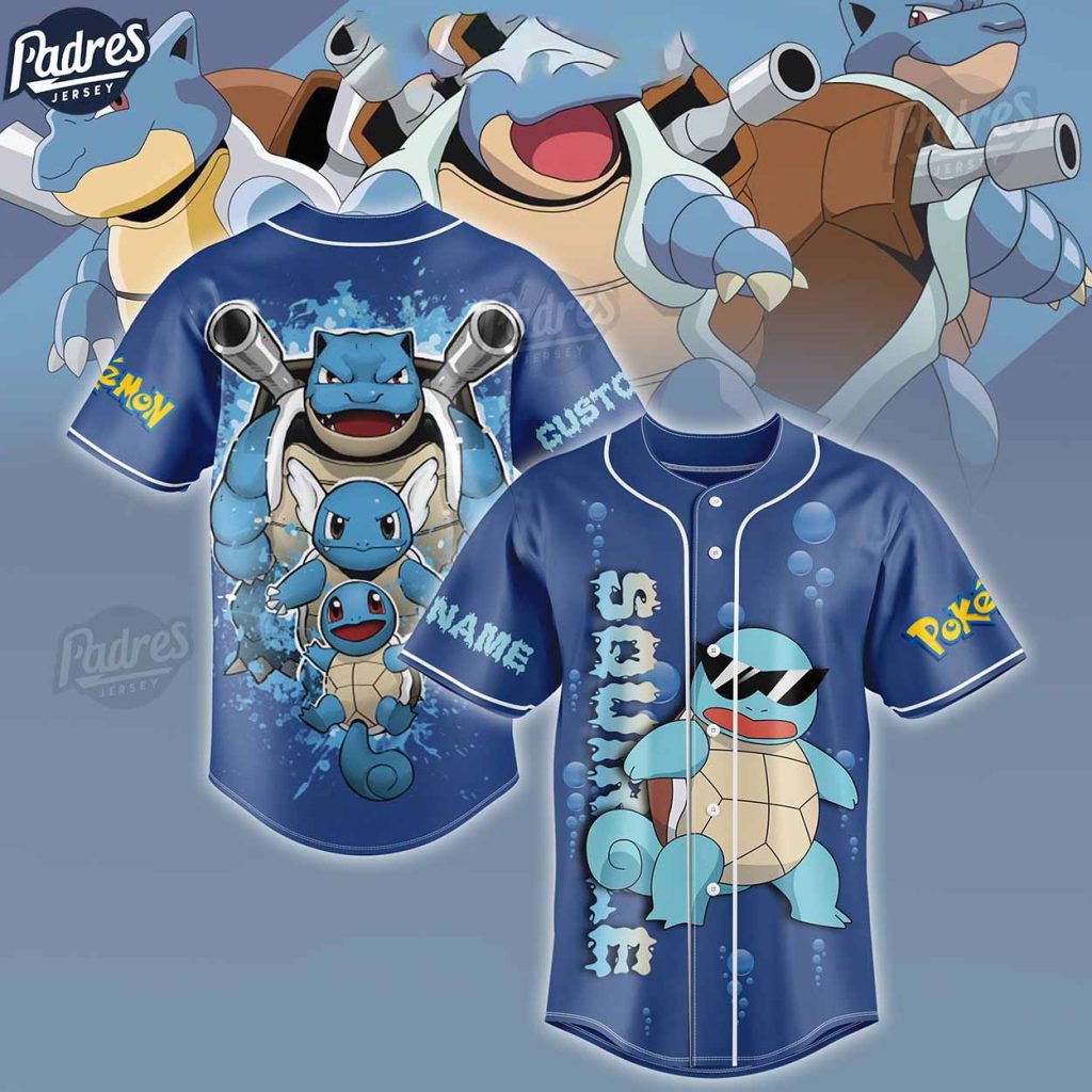 Pokemon Squirtle Custom Baseball Jersey Style - Padres Jersey Oasis ...