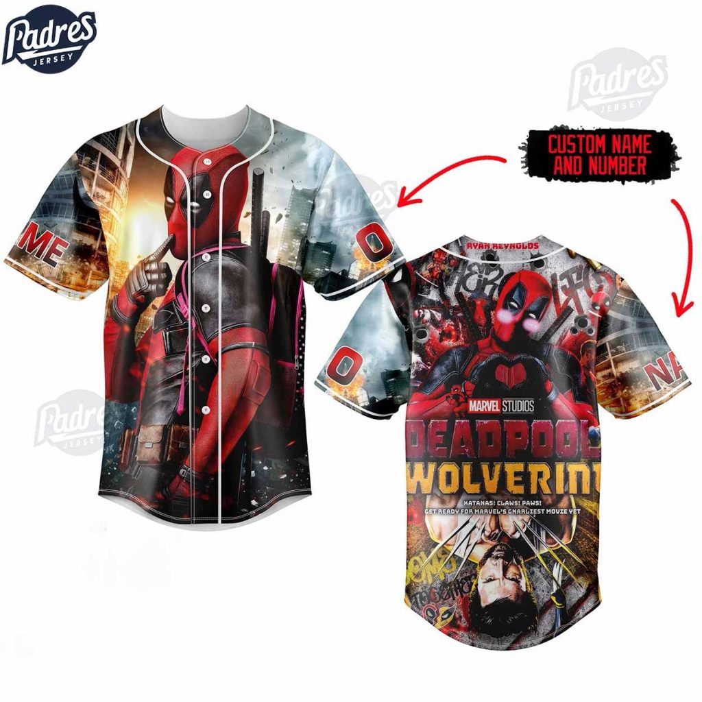 Marvel Studios Deadpool & Wolverine Smile Custom Baseball Jersey ...